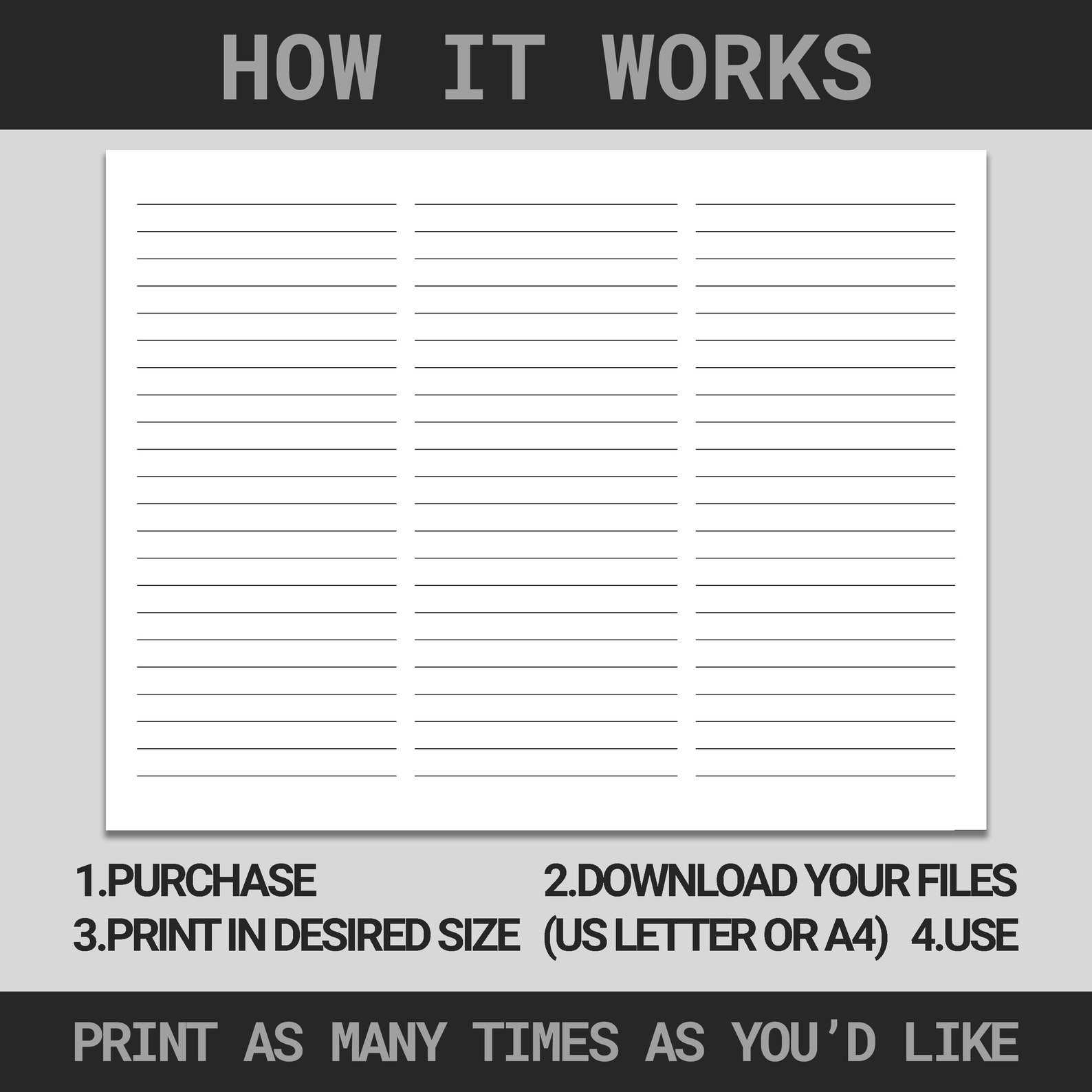 Printable Lined Paper | Printable Note Paper | Digital Lined Paper ...