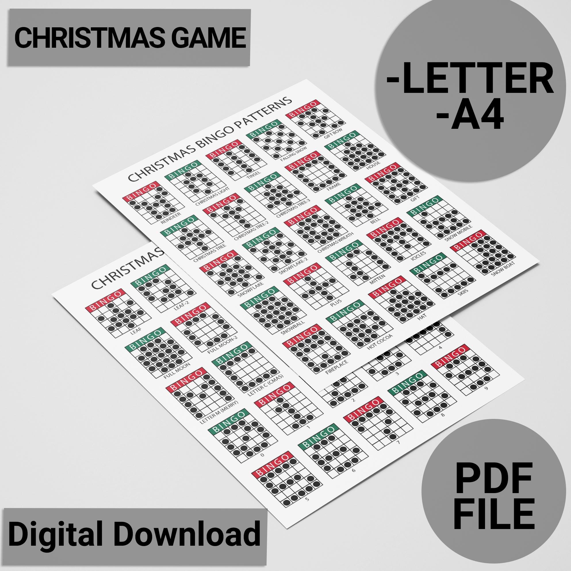 Christmas Bingo Patterns | Printable Christmas Bingo Party Game | 50 ...
