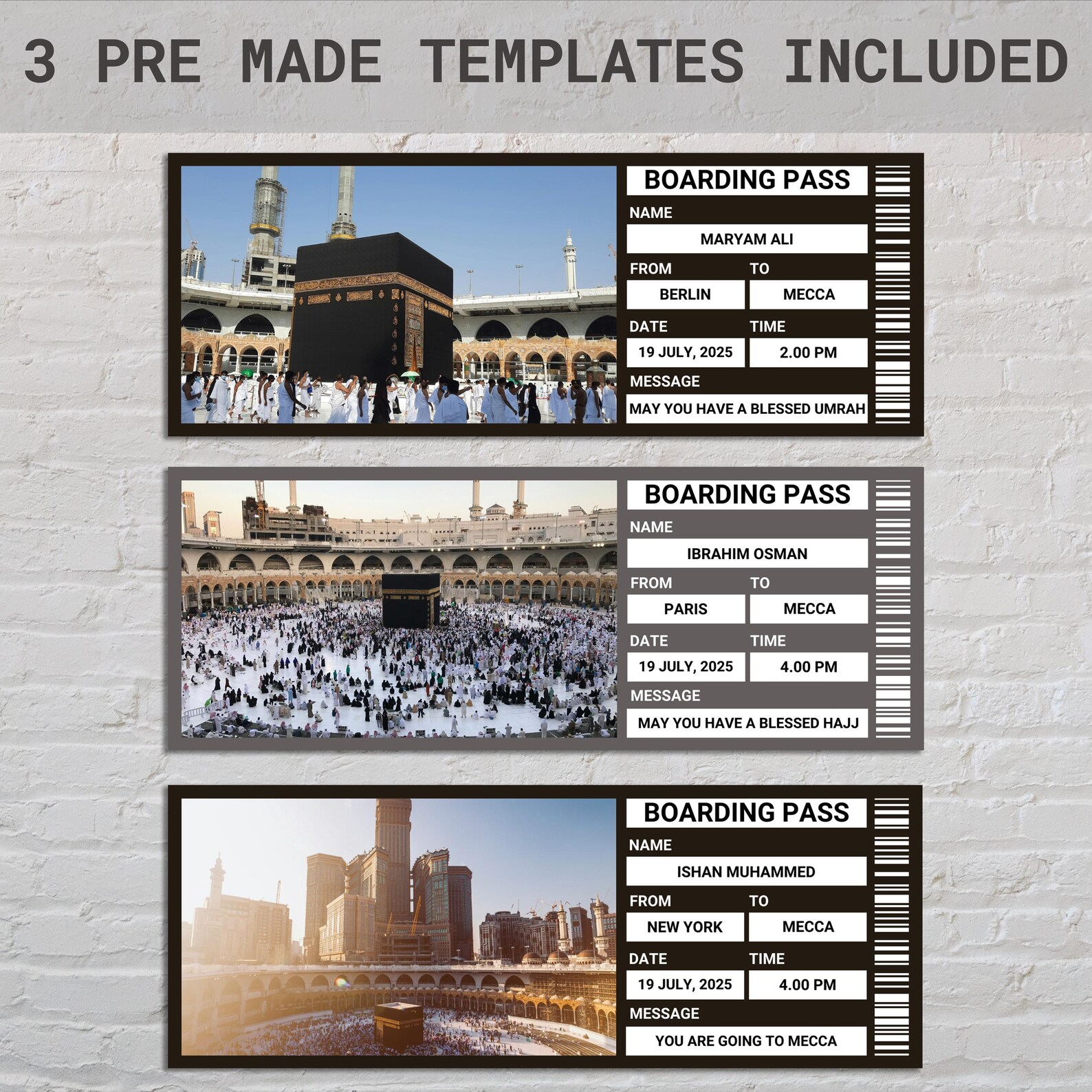 Hajj Boarding Pass Editable Umrah Mubarak Boarding Pass Editable Umrah ...