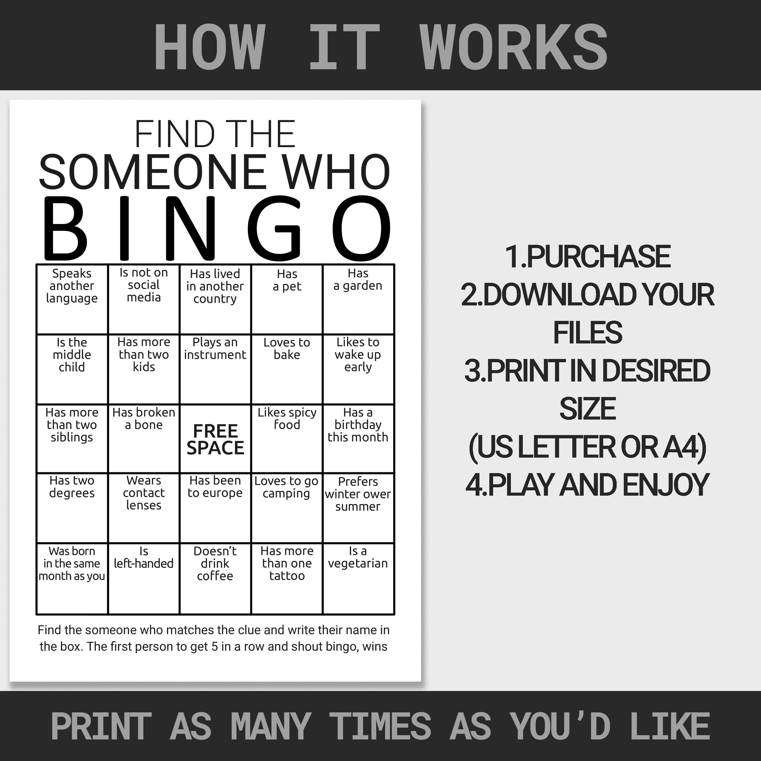 Get to Know You Bingo | Icebreaker Bingo Find Someone Who | Find the ...