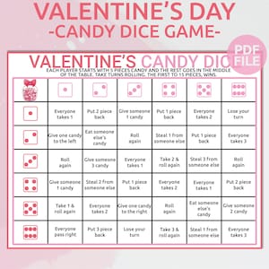 Printable Valentines Dice Game | Valentine's Day Candy Dice Game ...
