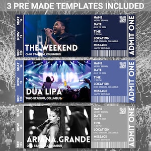 Editable Concert Ticket Template | Custom Concert Ticket | Personalized ...