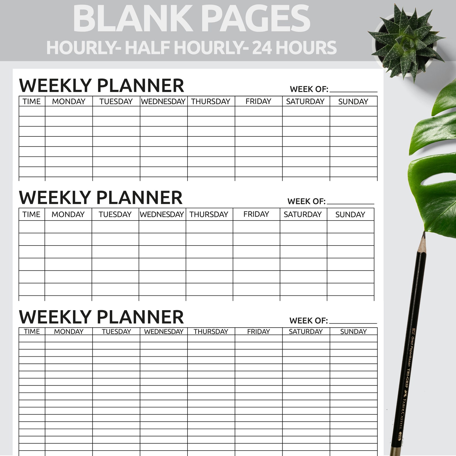 Printable Weekly Planner | Weekly Schedule | Hourly Weekly Planner ...
