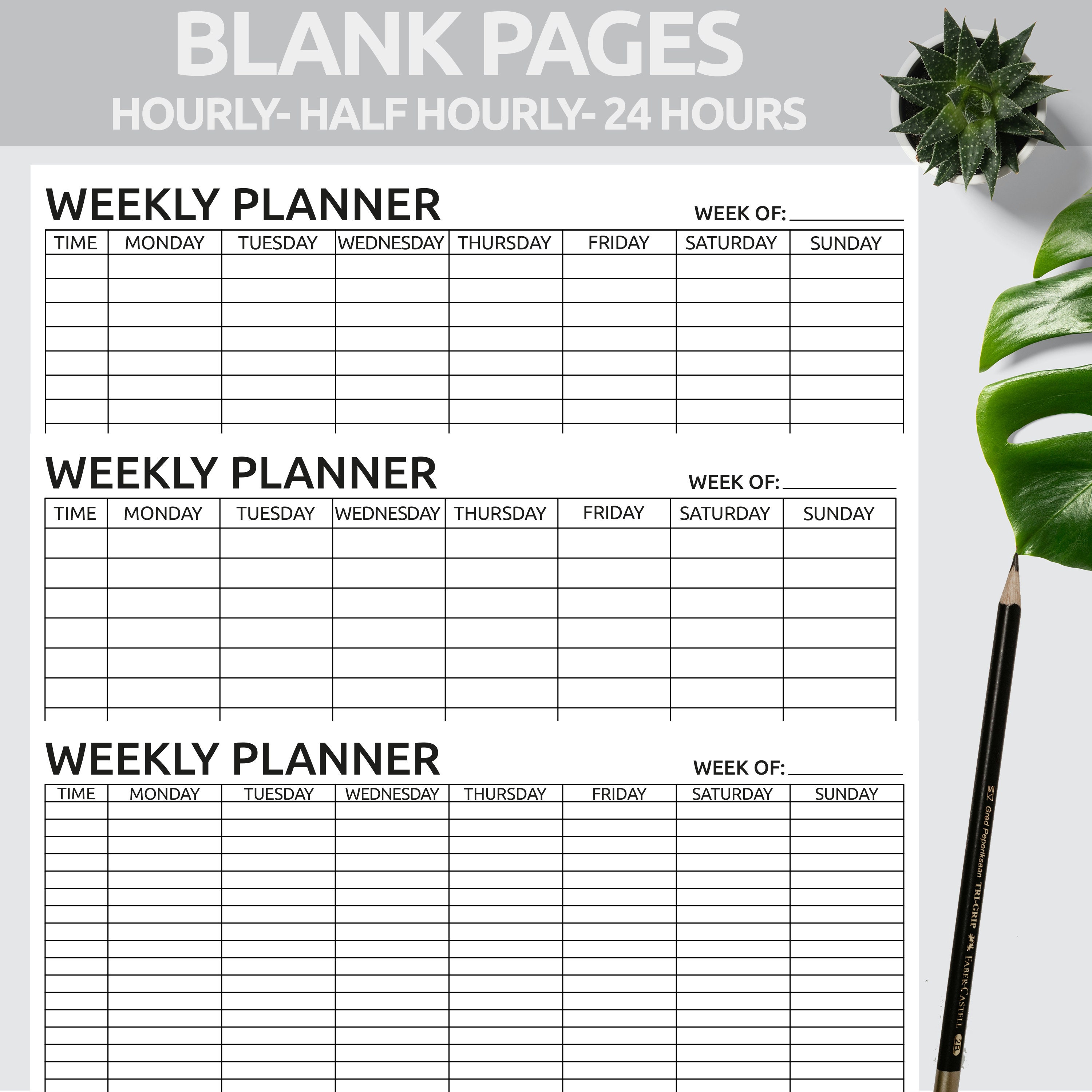 Printable Weekly Planner | Weekly Schedule | Hourly Weekly Planner ...