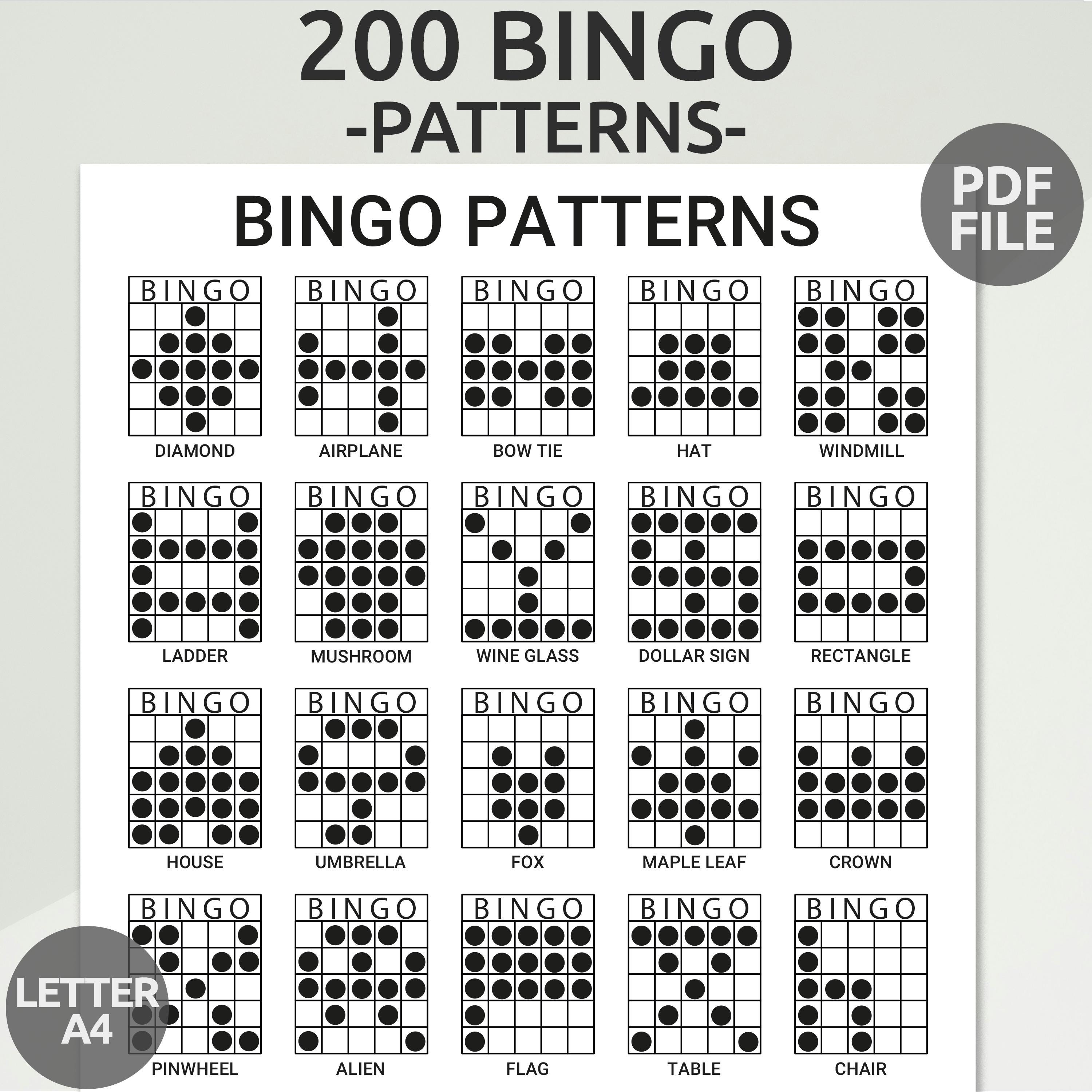 200 Bingo Patterns | Printable Fun Bingo Party Game | Bingo Winning ...