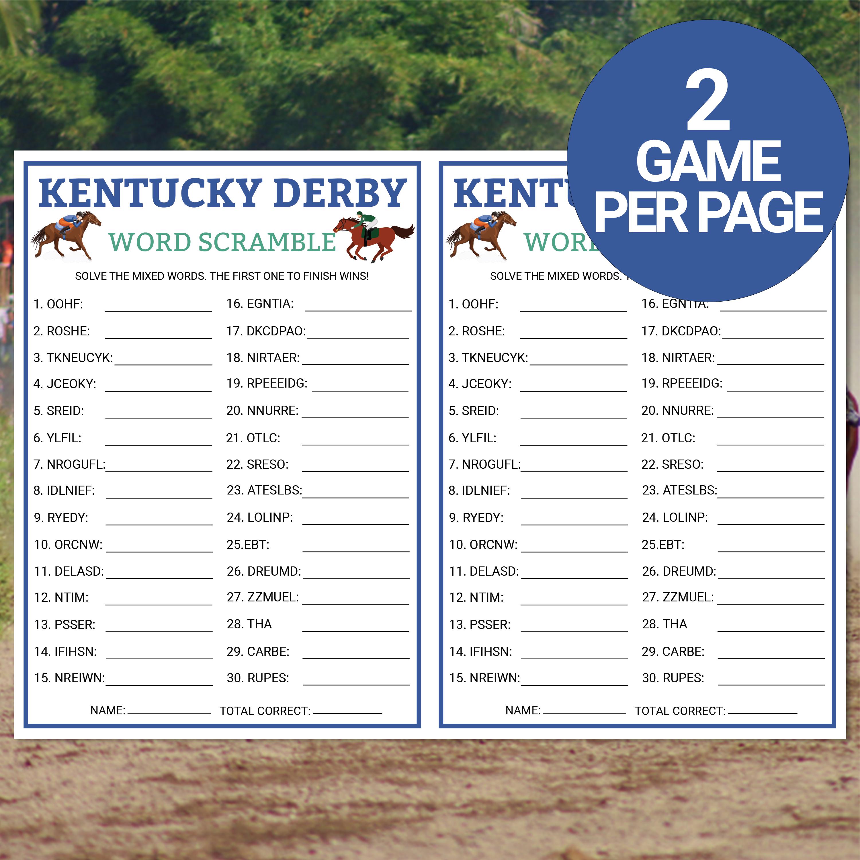 Kentucky Derby Word Scramble | Fun Kentucky Derby Activity | Kentucky ...