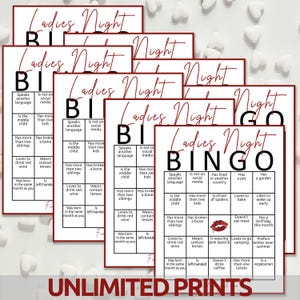 Ladies Night Bingo | Printable Ladies Night Games | Bachelorette Party ...