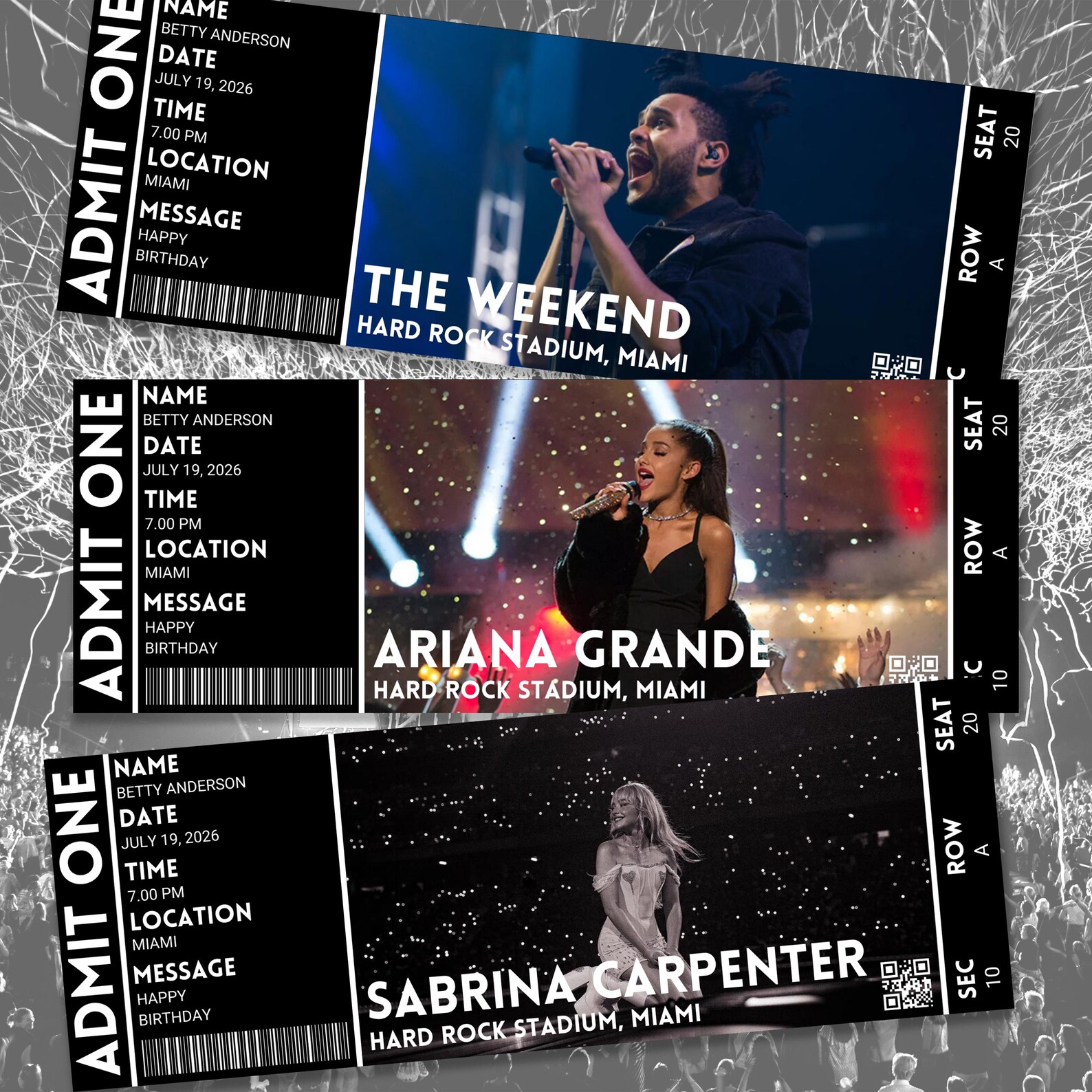 Editable Concert Ticket Template | Custom Concert Ticket | Personalized ...