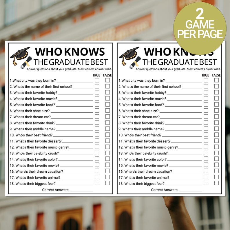 Who Knows the Graduate Best Game | Printable 2025 Graduation Party Game ...