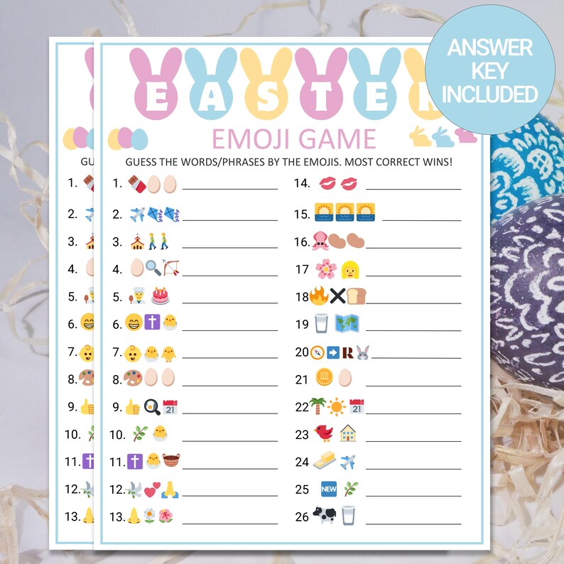 Easter Emoji Pictionary Game | Easter Emoji Game | Printable Easter ...