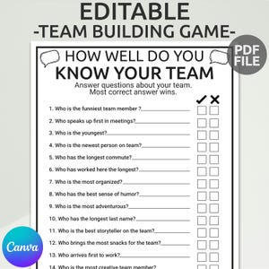 Editable Office Trivia Team Building Games | Custom Team Building Games ...