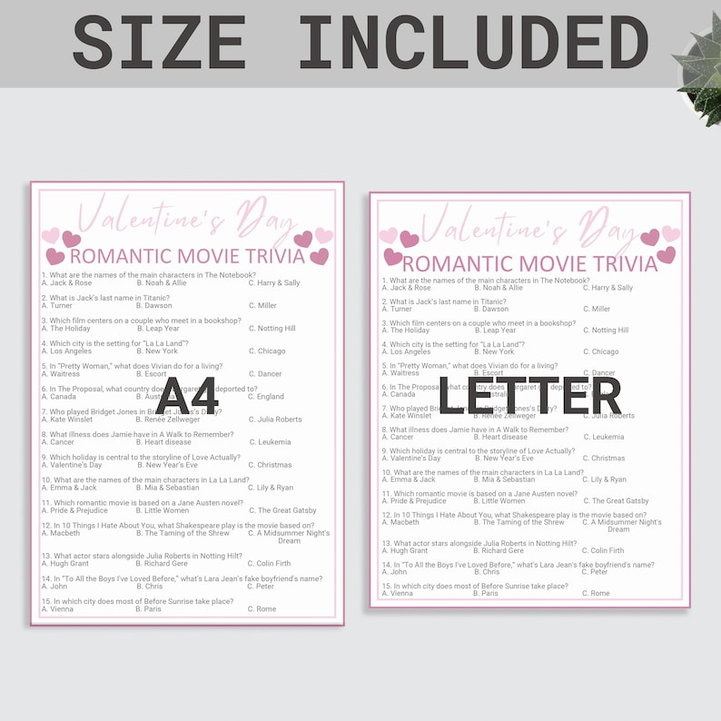 Valentine's Day Romantic Movie Trivia Game | Romantic Movie Quiz ...