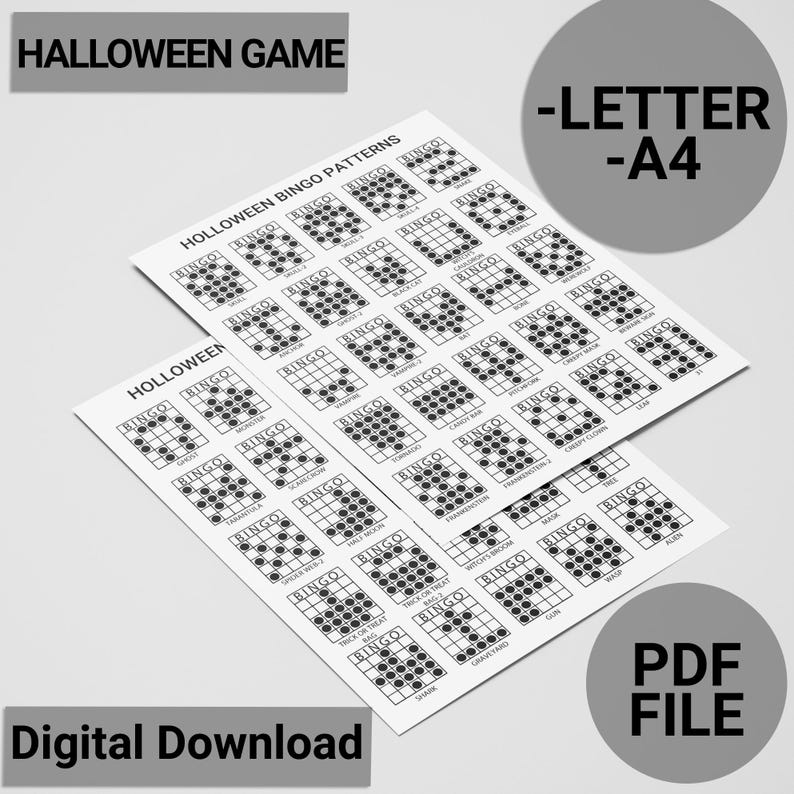 Halloween Bingo Patterns | Printable Holloween Bingo Party Game | 50 ...