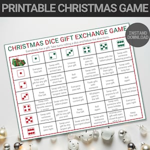 Christmas Gift Exchange Dice Game | Printable Christmas Party Group ...