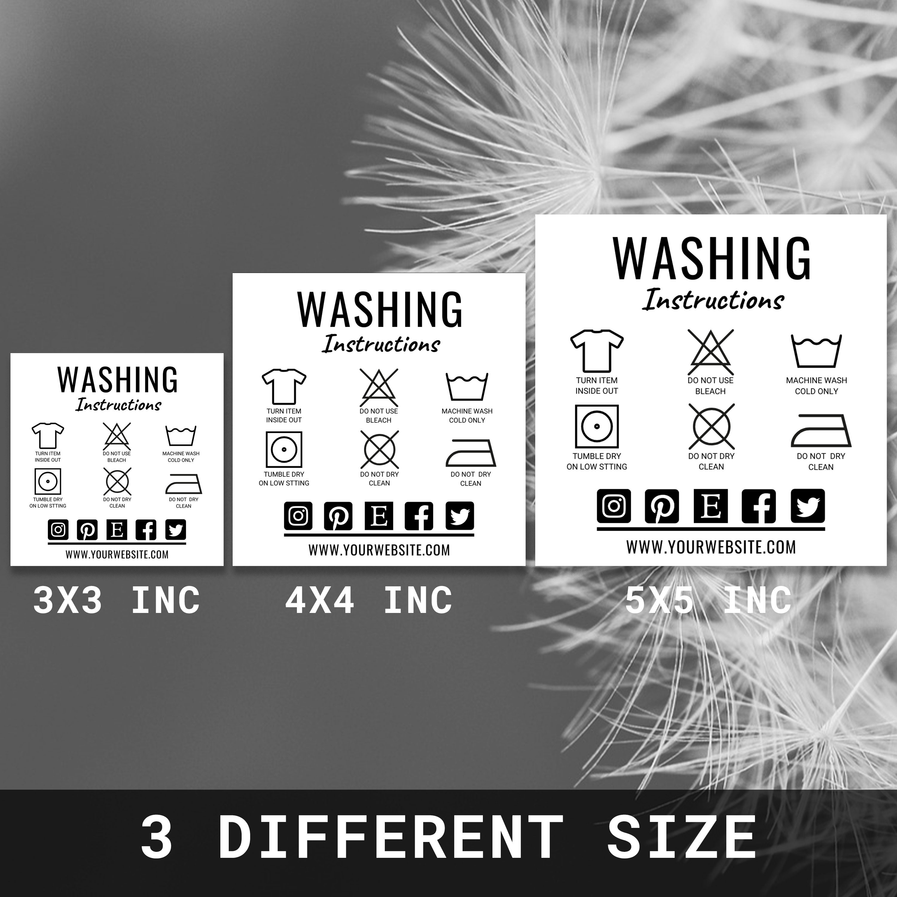 Editable Washing Instructions Card Template Printable Clothing Care ...