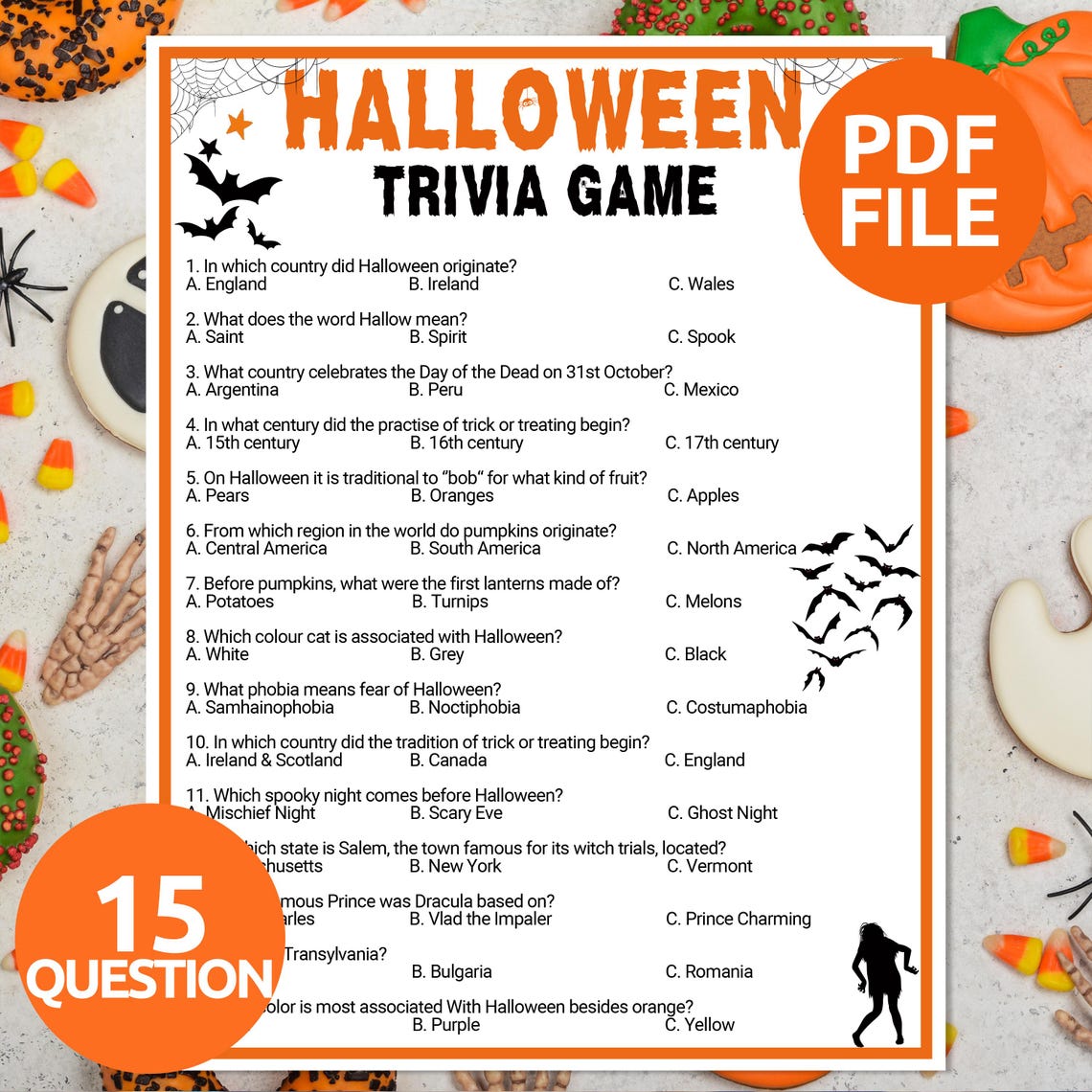 Halloween Trivia Game | Halloween Party Activity | Fun Halloween Party ...
