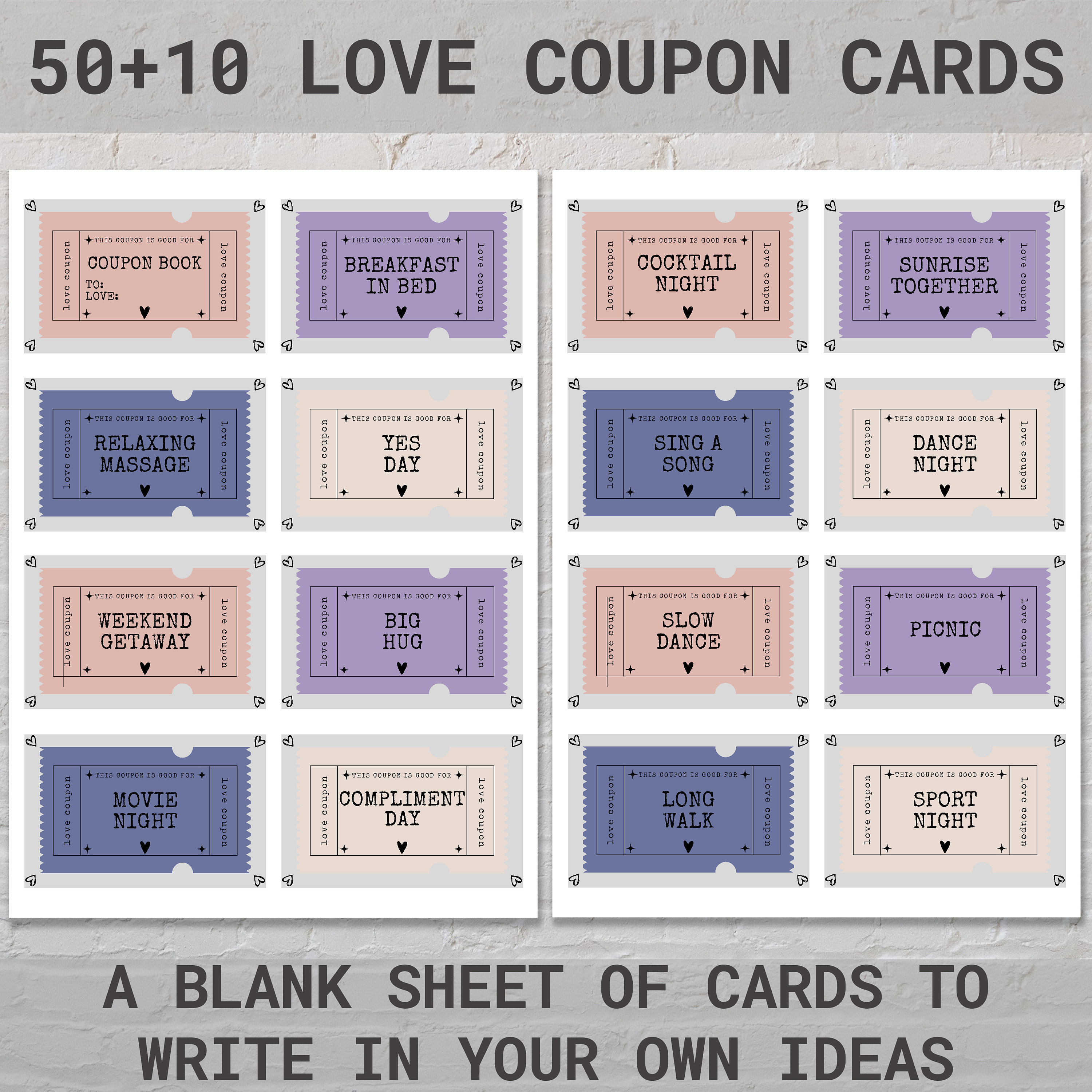 Customizable Love Coupon Book Printable Coupon Book Love Coupon ...