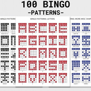 100 Bingo Patterns | Printable Fun Bingo Party Game | Bingo Winning ...