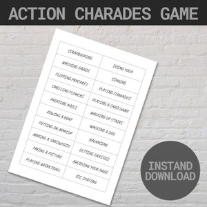 Printable Charades Game | Family Charades Game | Printable Charades for ...