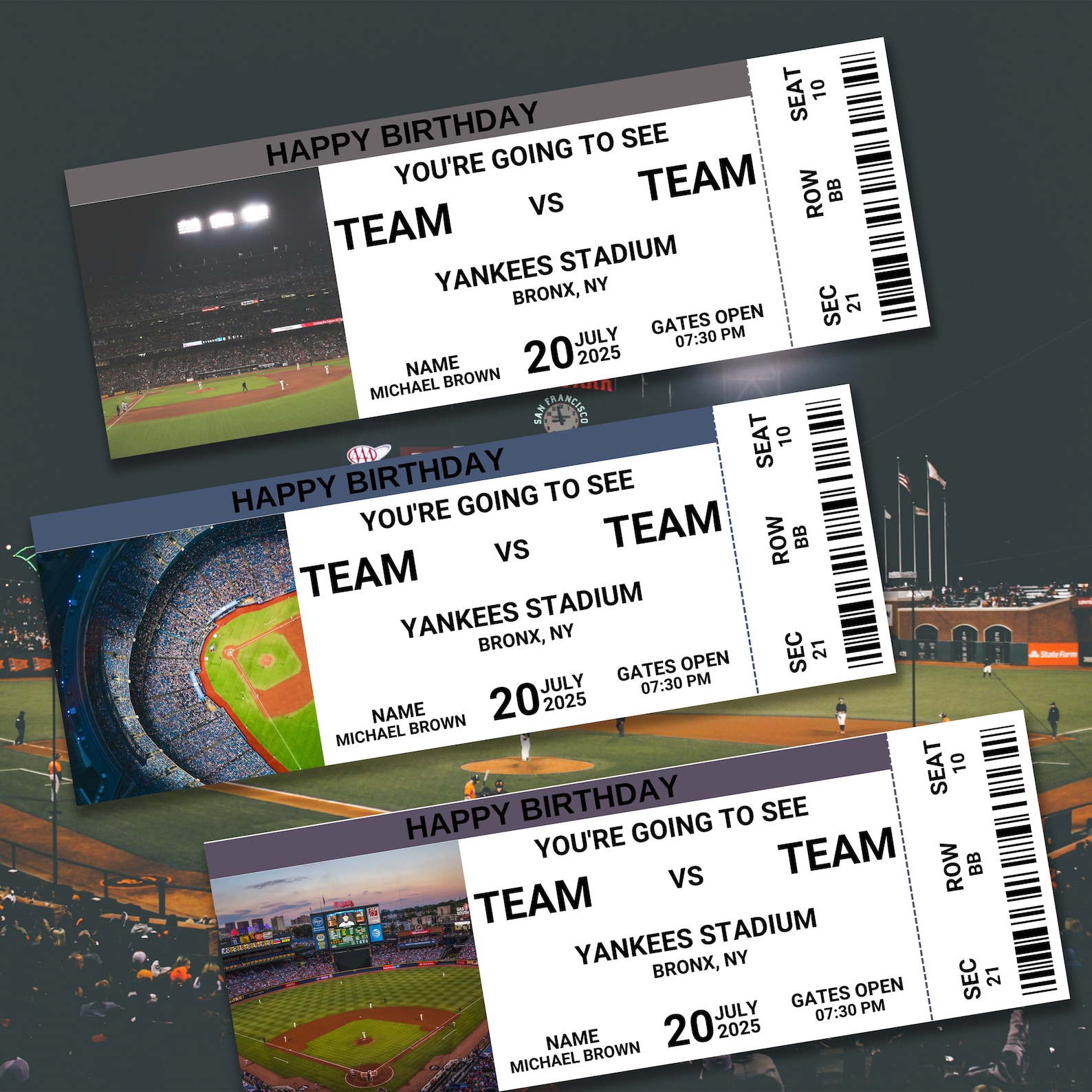 Baseball Game Ticket | Editable Baseball Ticket Gift | Birthday Baseball Ticket | Custom Fake ...