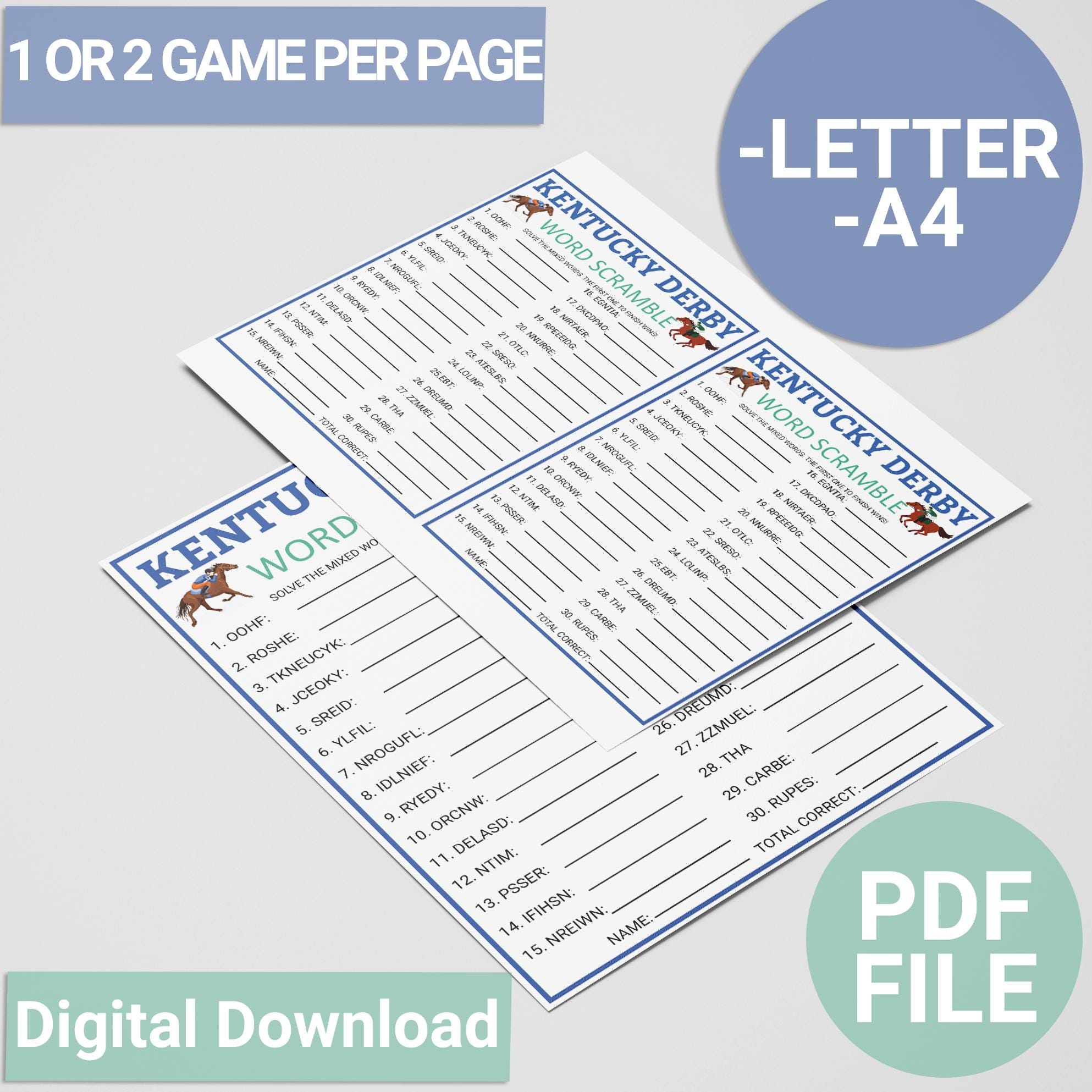 Kentucky Derby Word Scramble | Fun Kentucky Derby Activity | Kentucky ...