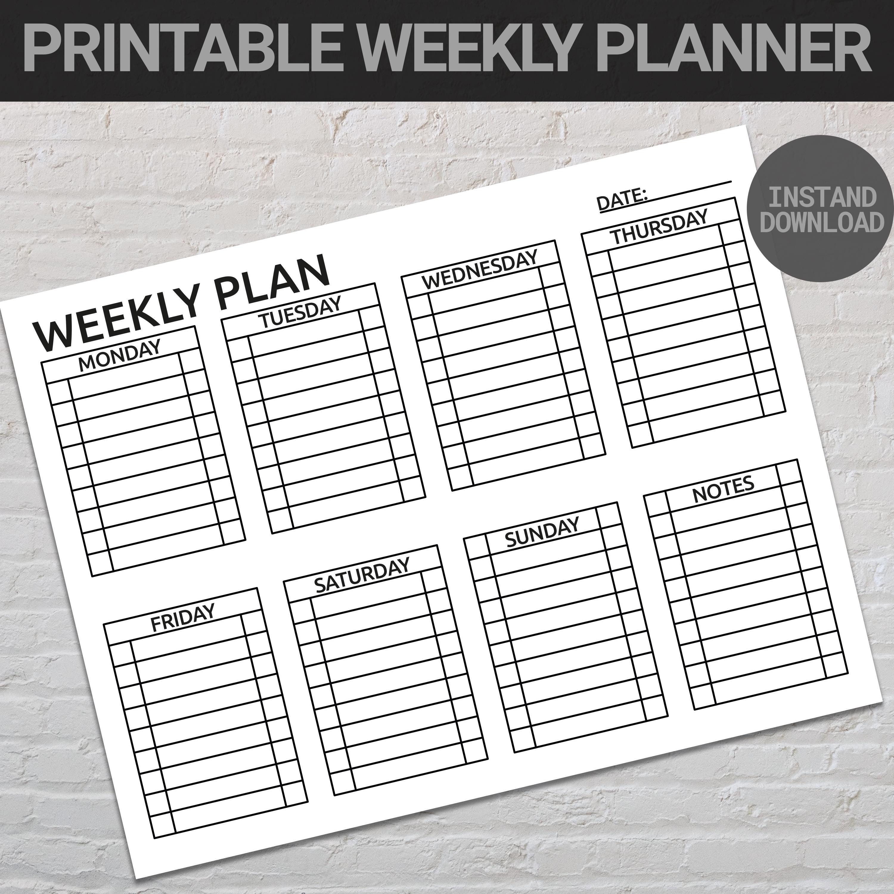 Weekly Schedule Template | Weekly Planner Printable | Weekly Planner ...