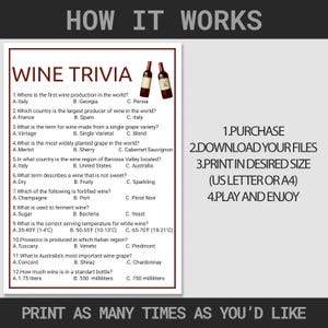 Wine Trivia Game | Printable Wine Trivia Quiz | Wine Party Trivia Game ...