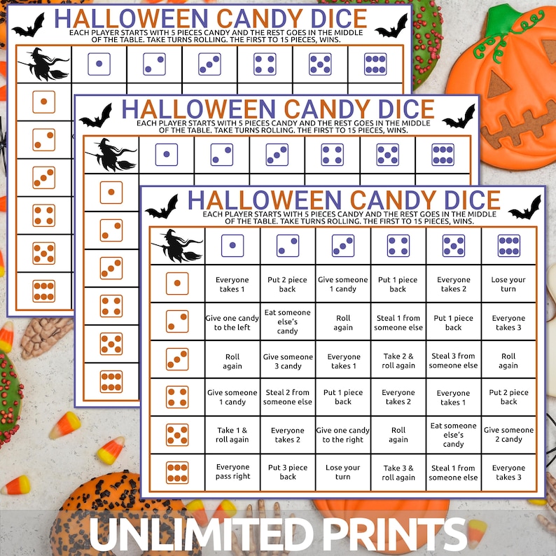 Halloween Candy Dice Game | Halloween Candy Game | Halloween Party ...