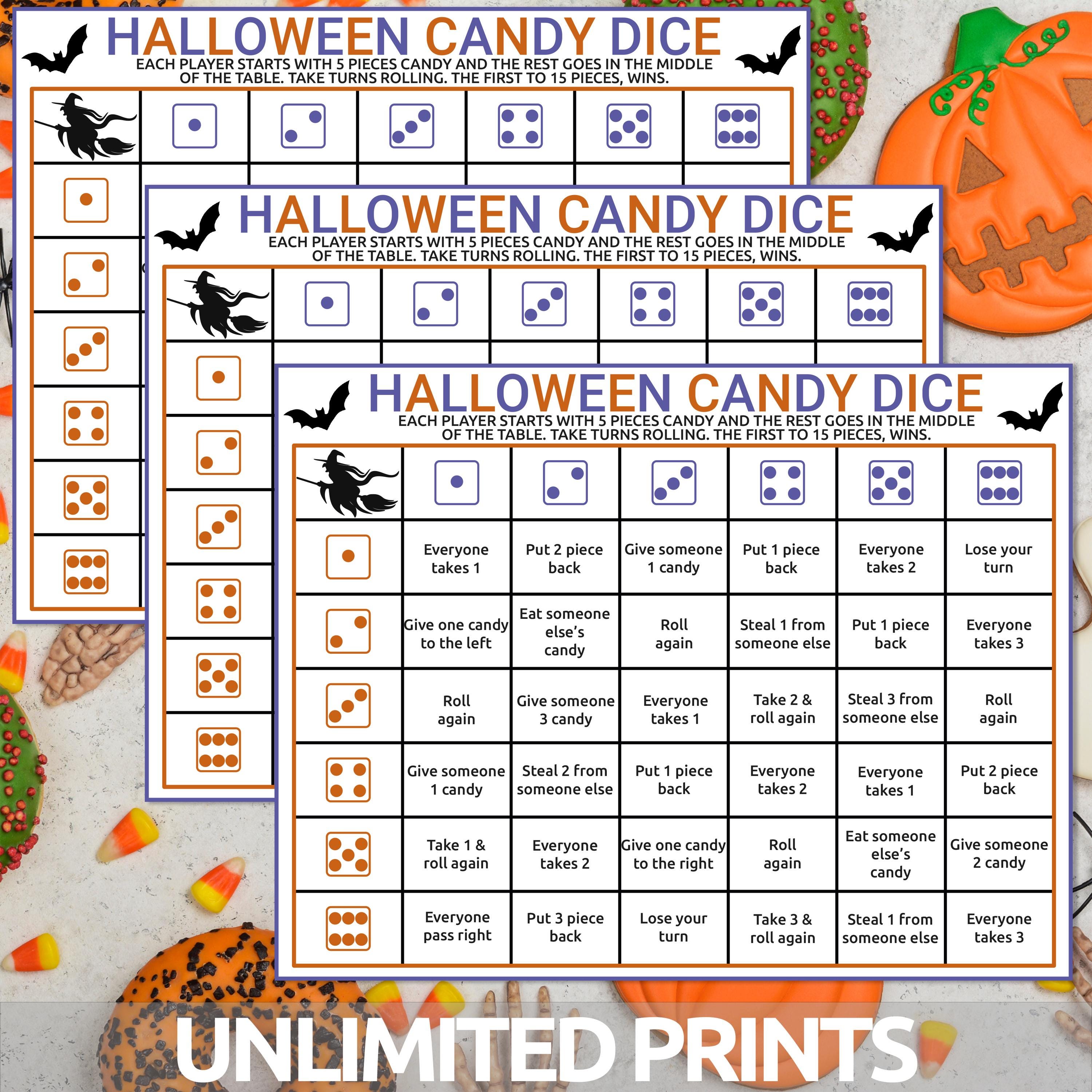 Halloween Candy Dice Game | Halloween Candy Game | Halloween Party ...