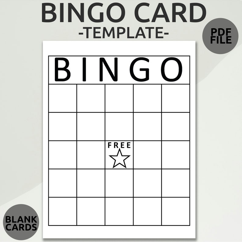 Blank Bingo Card Template | Fun Bingo Party Game | Printable Bingo Game ...