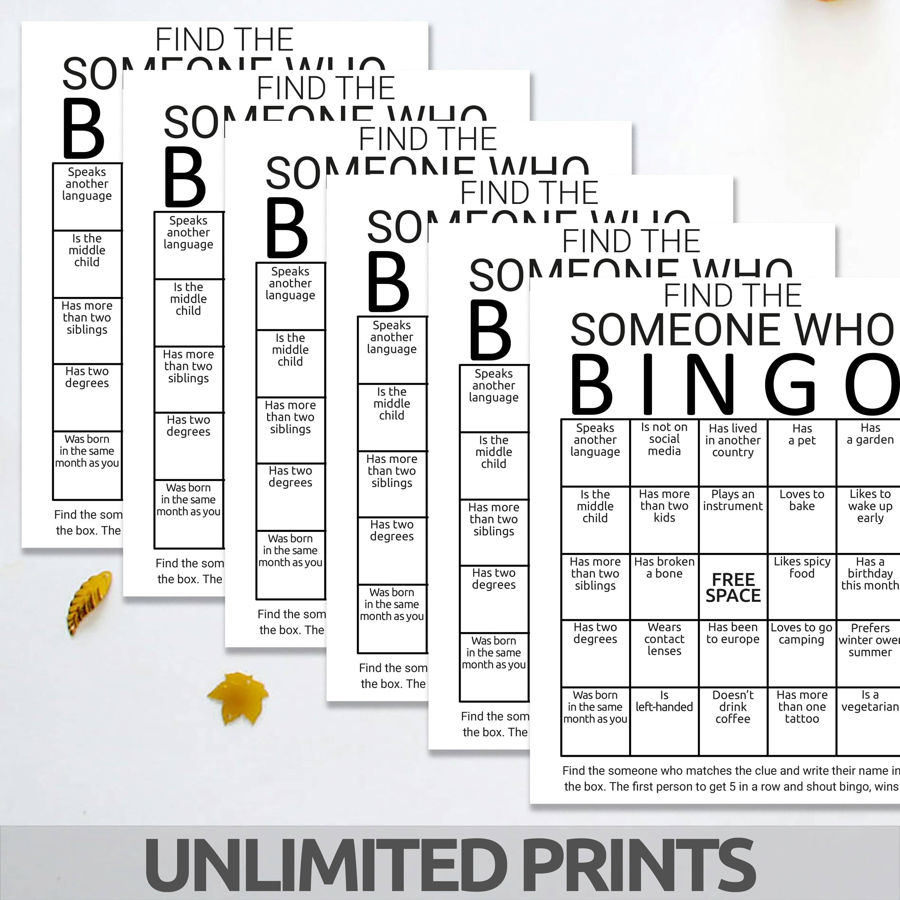 Get to Know You Bingo | Icebreaker Bingo Find Someone Who | Find the ...