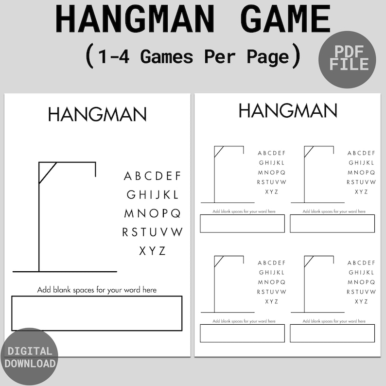 Hangman Printable Game | Hangman Page | Guess the Word | Road Trip ...