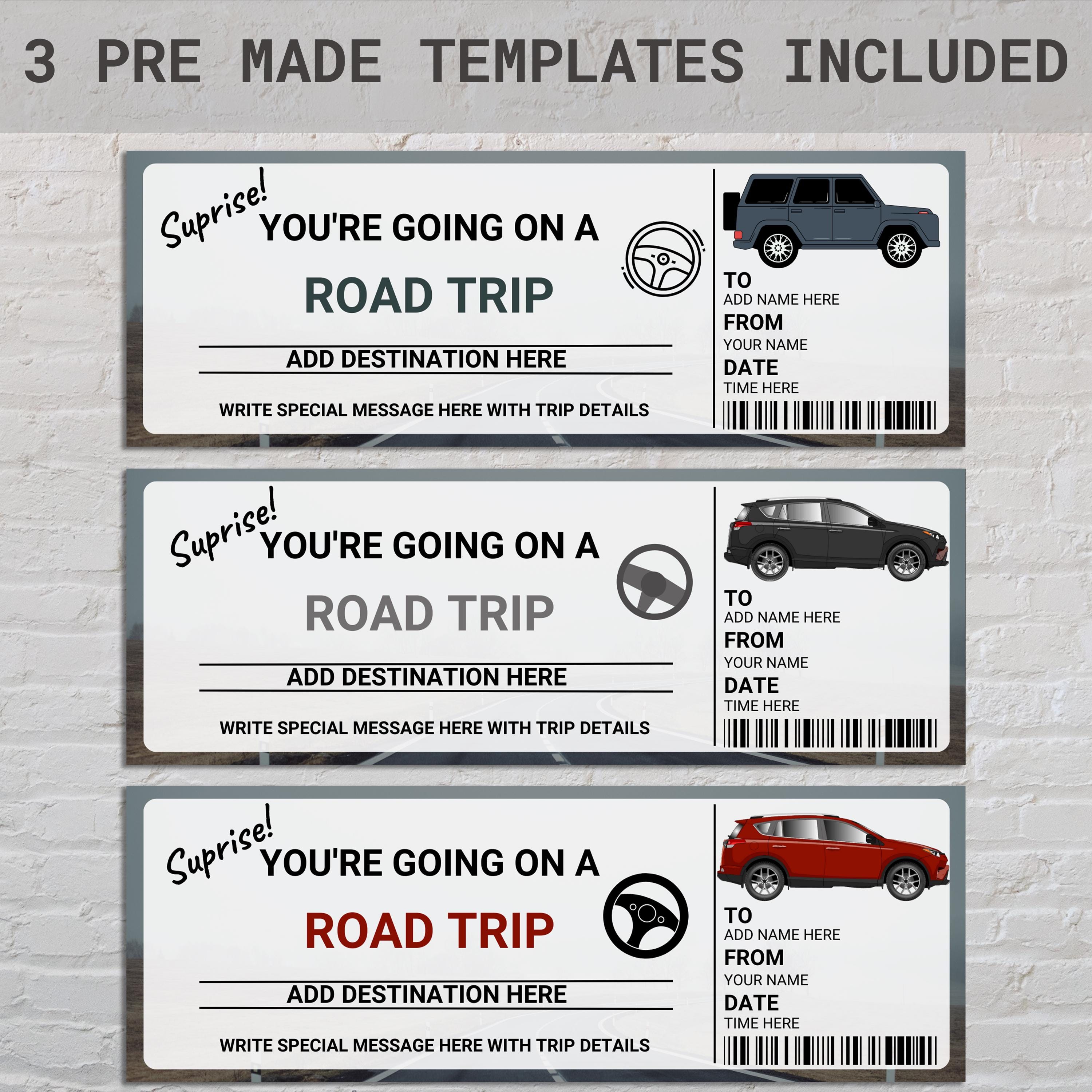 Editable Road Trip Ticket | Printable Road Trip Ticket | Road Trip ...