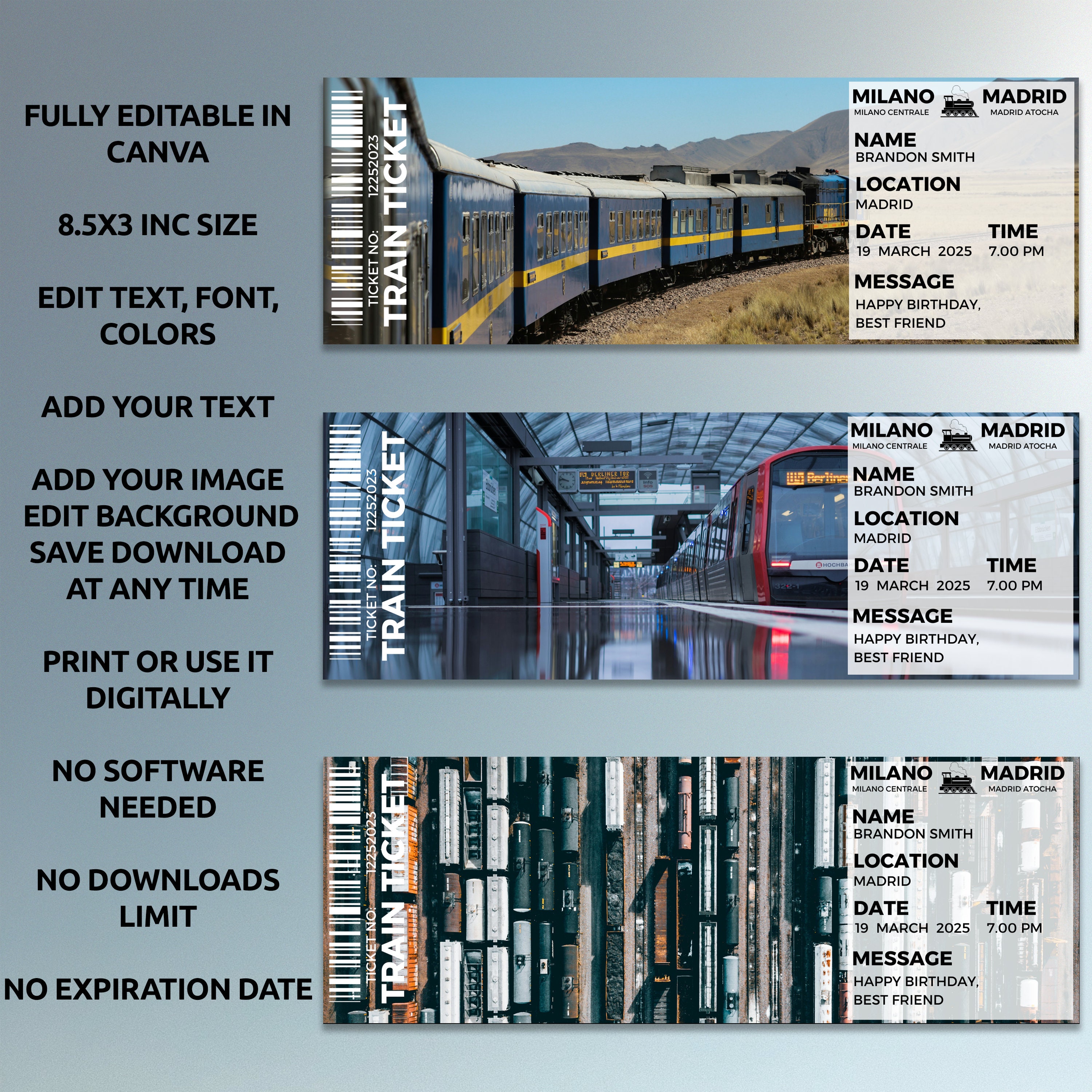 Train Ticket Template | Train Ticket | Editable Train Ticket Template ...