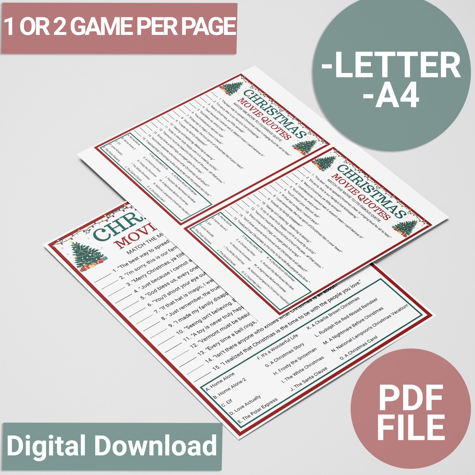 Christmas Movie Quote Trivia Game | Holiday Movie Quote Game ...