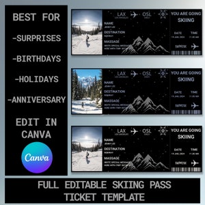 Editable Skiing Pass Ticket Template | Skiing Pass Ticket | Printable ...