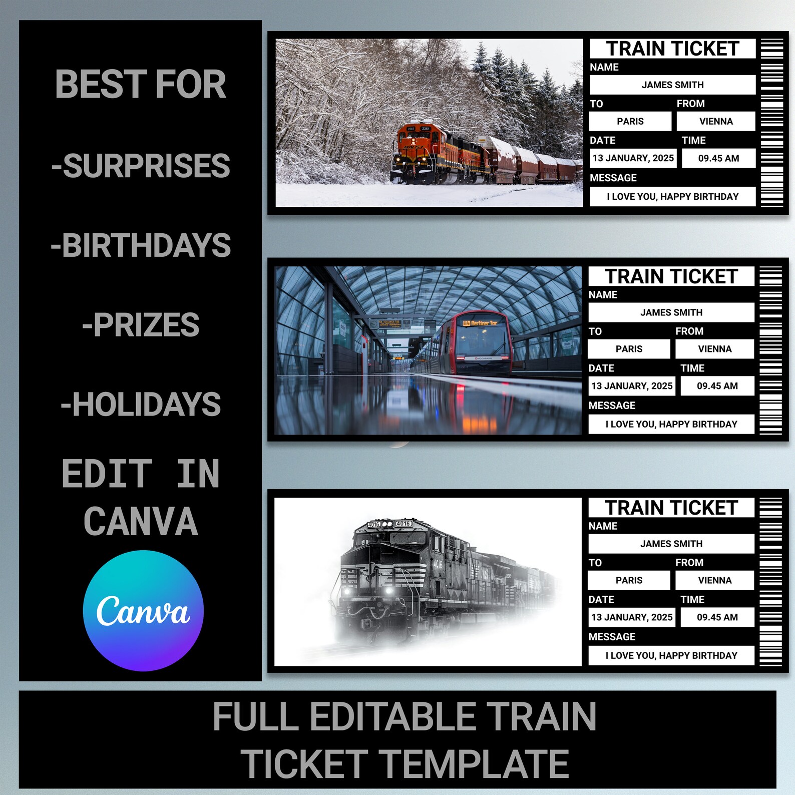 Train Ticket Template | Train Ticket | Editable Train Ticket Template ...