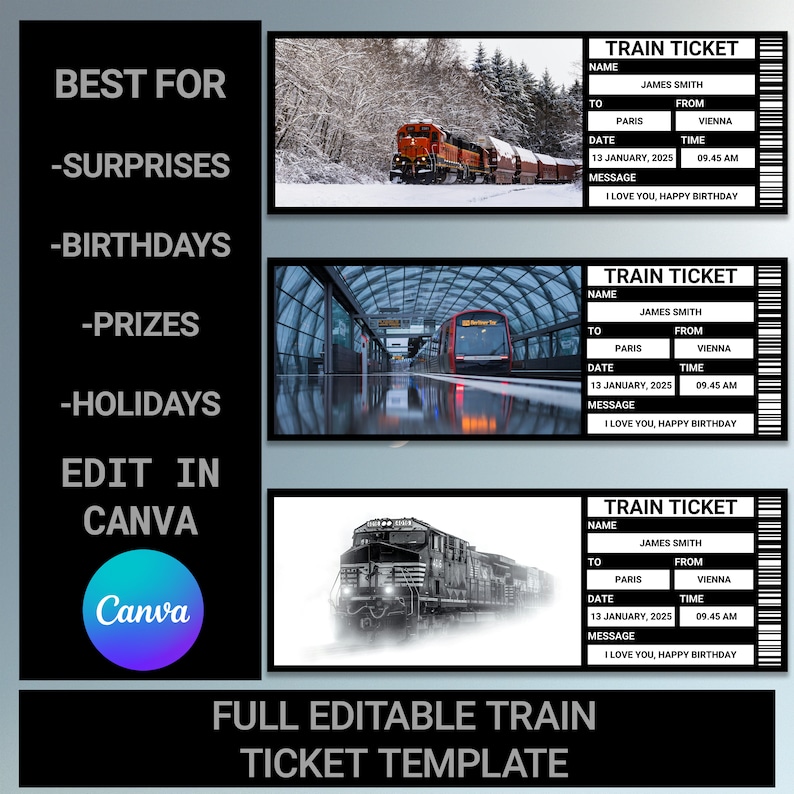 Train Ticket Template Train Ticket Editable Train Ticket Template ...