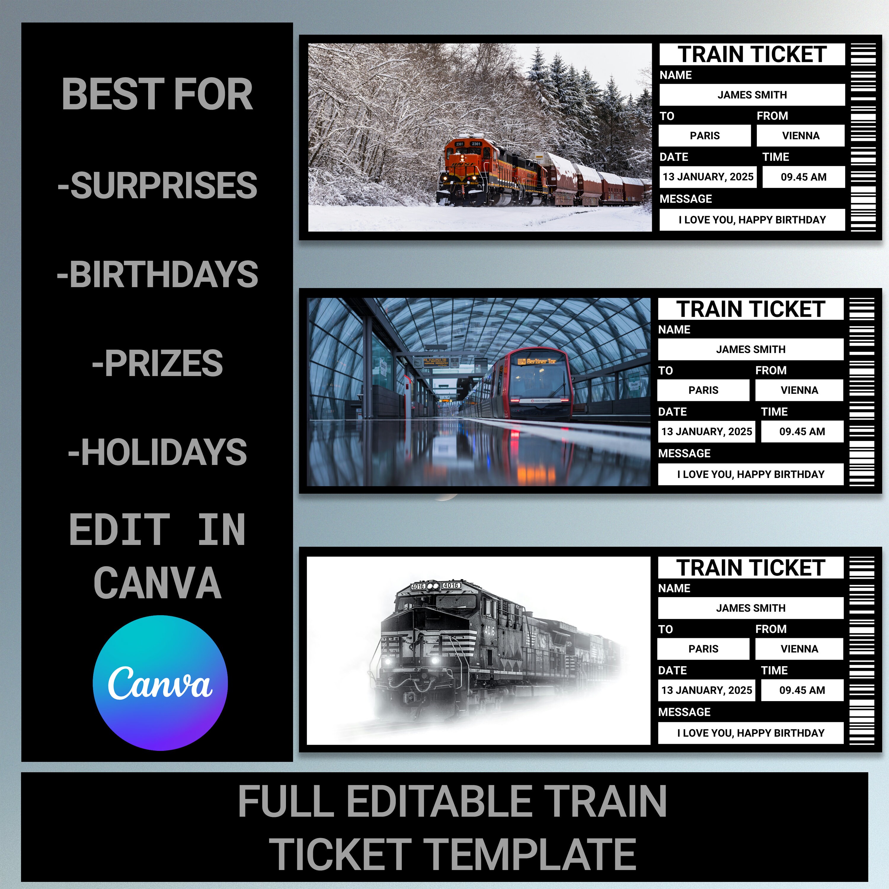 Train Ticket Template Train Ticket Editable Train Ticket Template ...