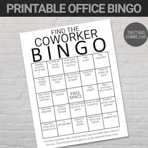 Coworker Bingo | Find Someone Who Bingo Game | Team Building Activity ...