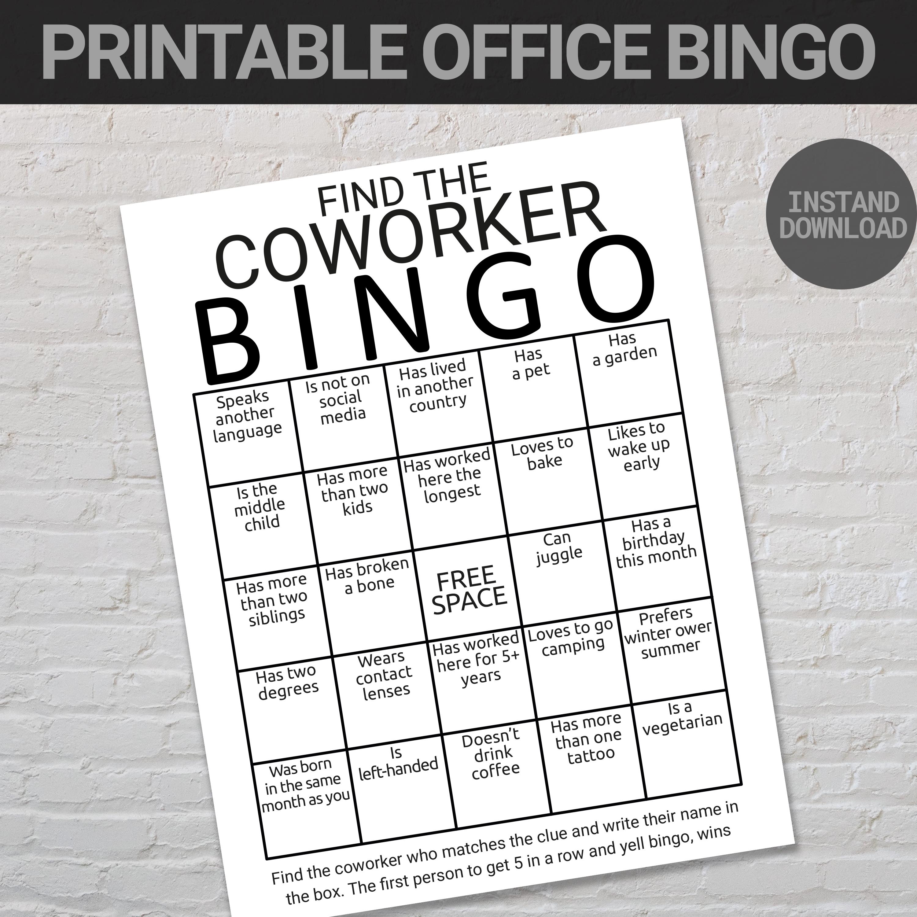Coworker Bingo | Find Someone Who Bingo Game | Team Building Activity ...