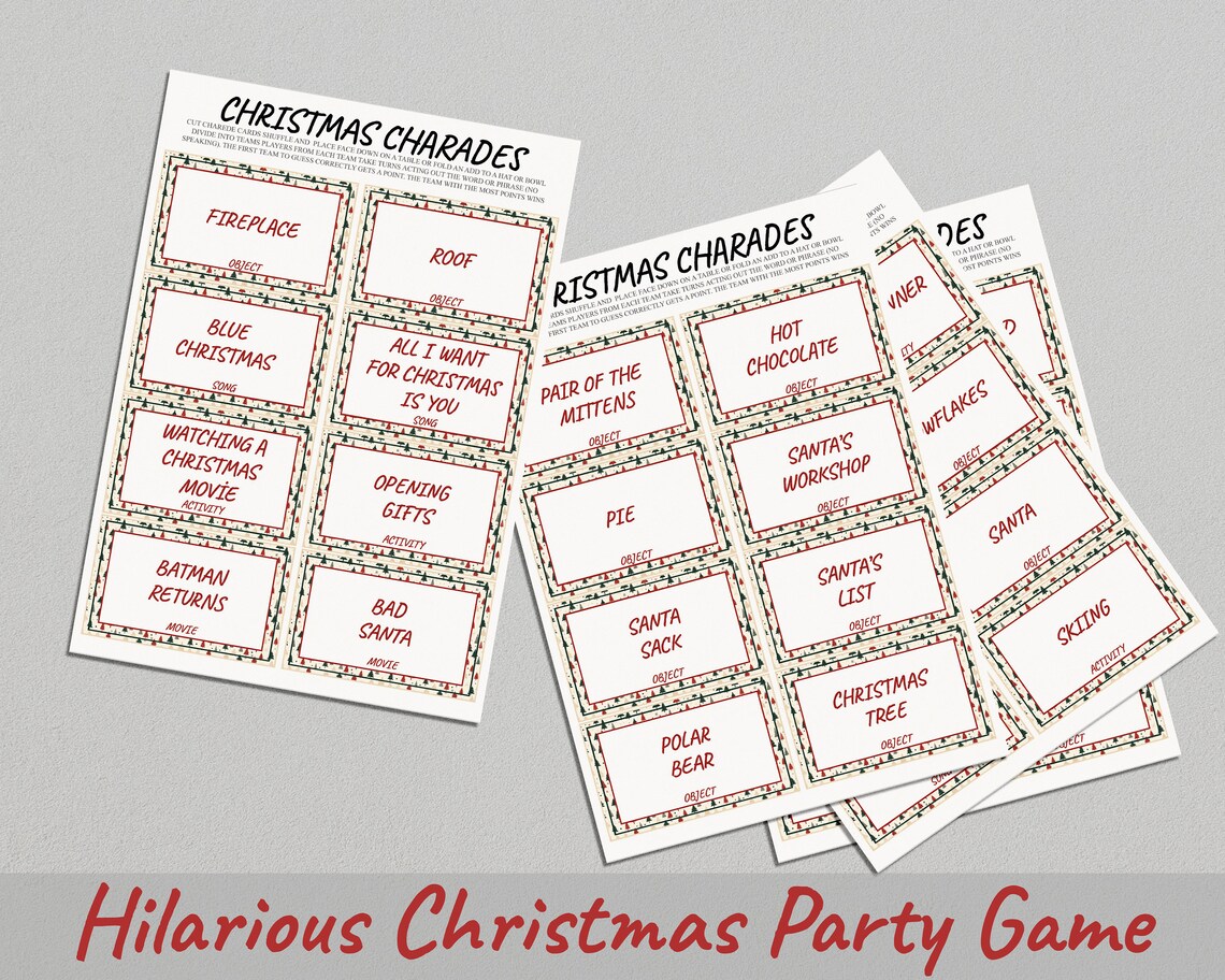 Christmas Party Games Christmas Charades Christmas Printable Game ...