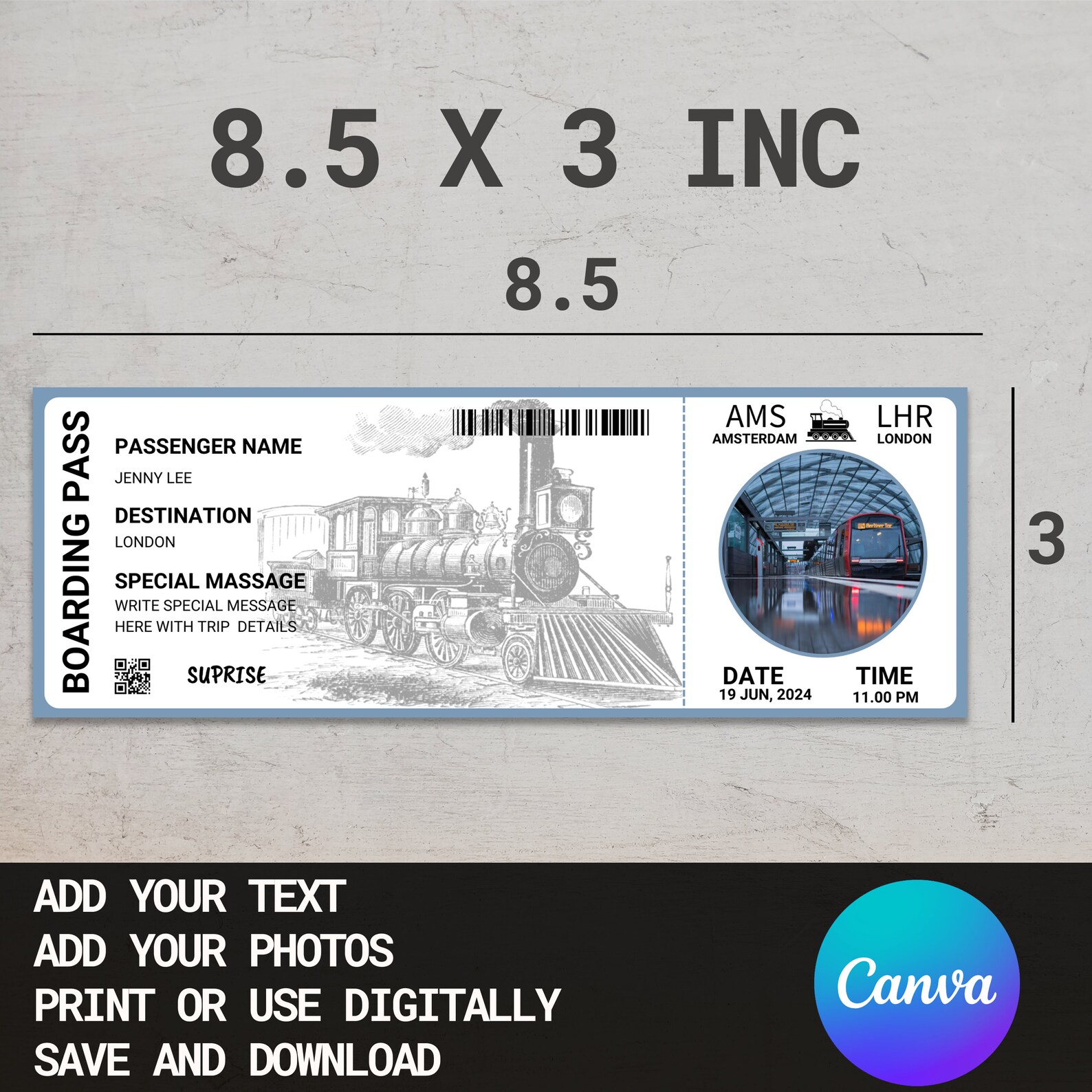 Train Ticket Template | Train Ticket | Editable Train Ticket Template ...