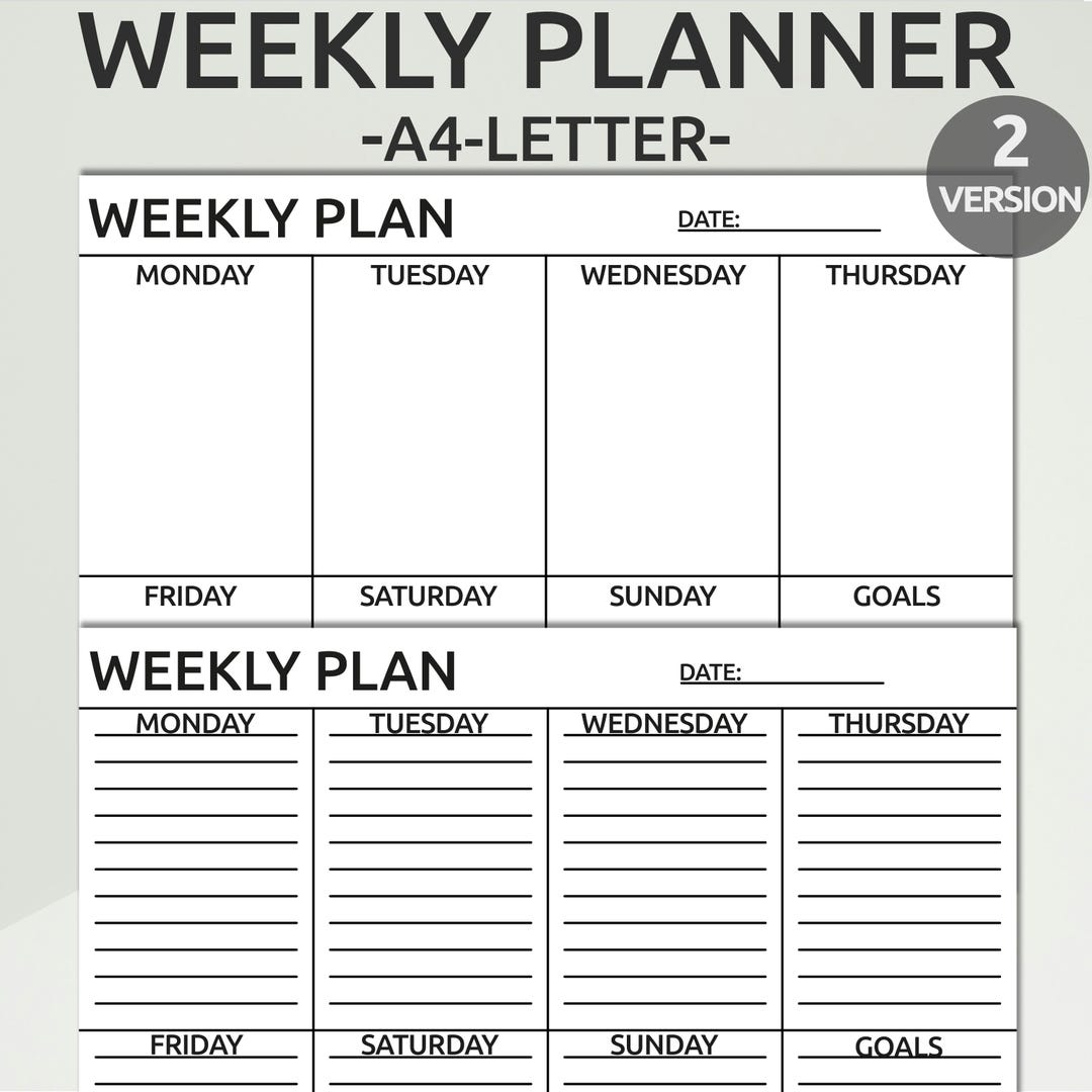 Weekly Schedule Template | Weekly Planner Printable | Weekly Planner ...