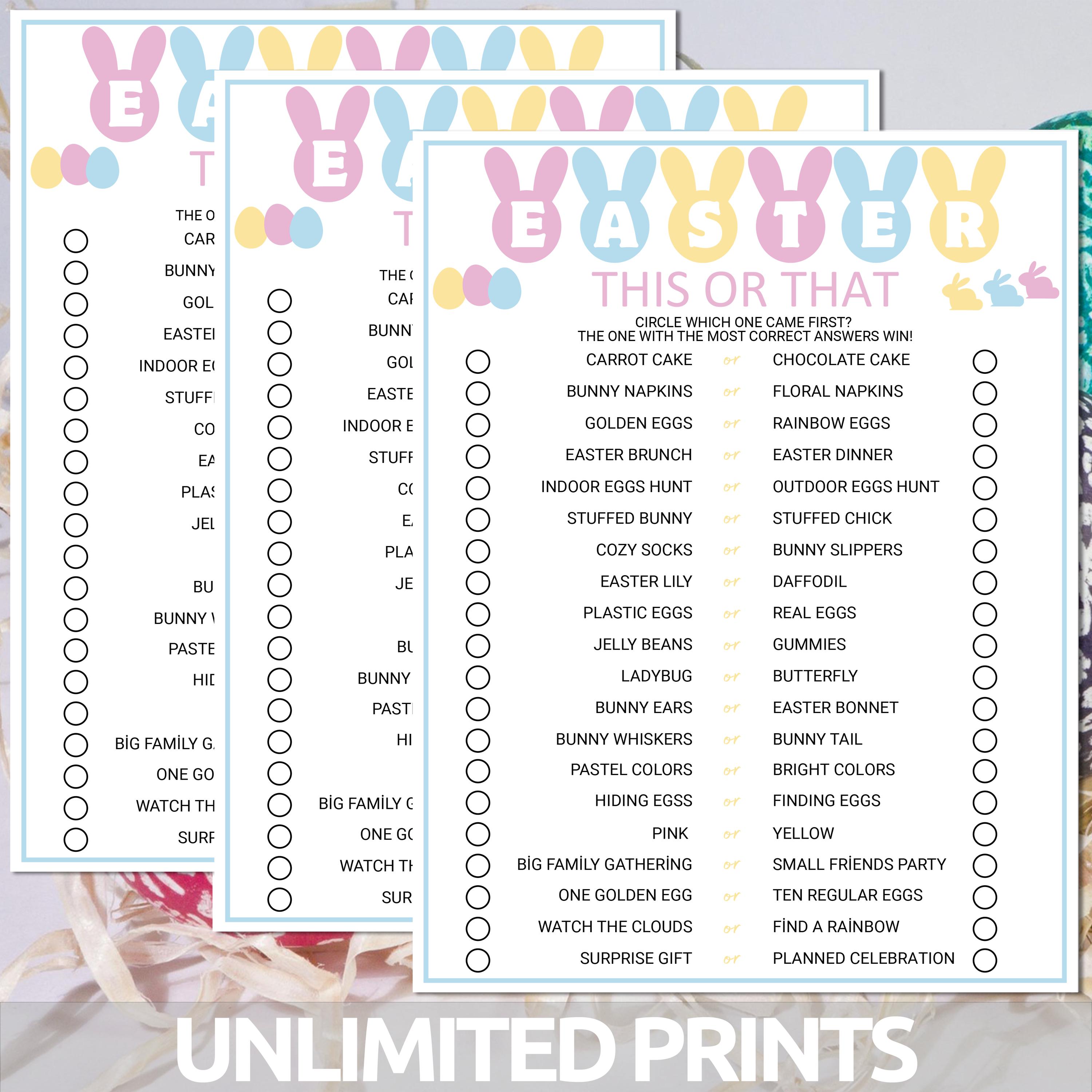 Easter This or That Game | Easter Would You Rather Game | Printable ...