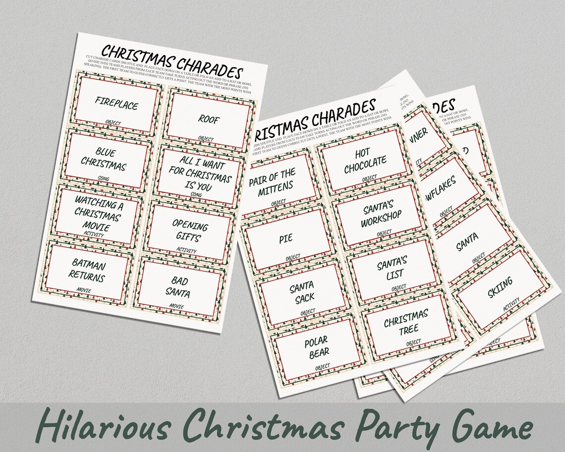 Christmas Party Games Christmas Charades Christmas - Etsy