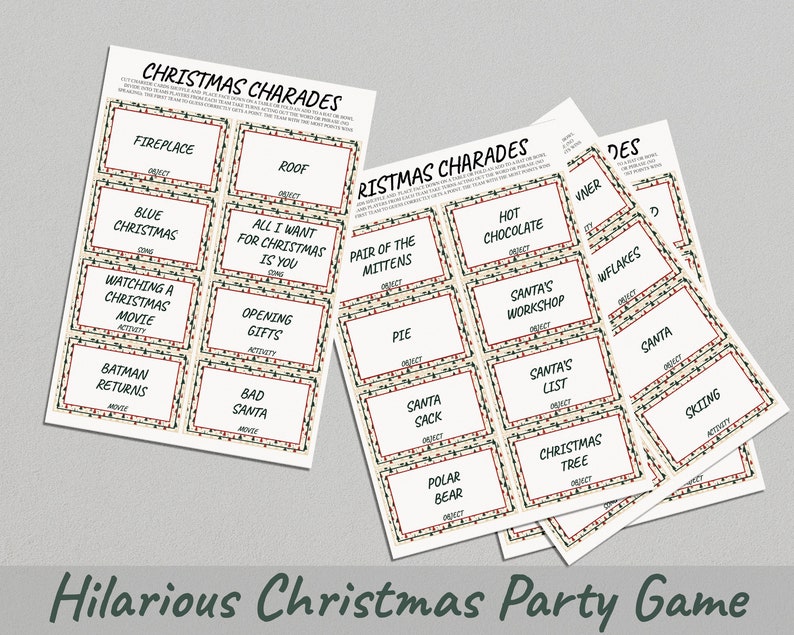 Christmas Party Games | Christmas Charades | Christmas Printable Game ...