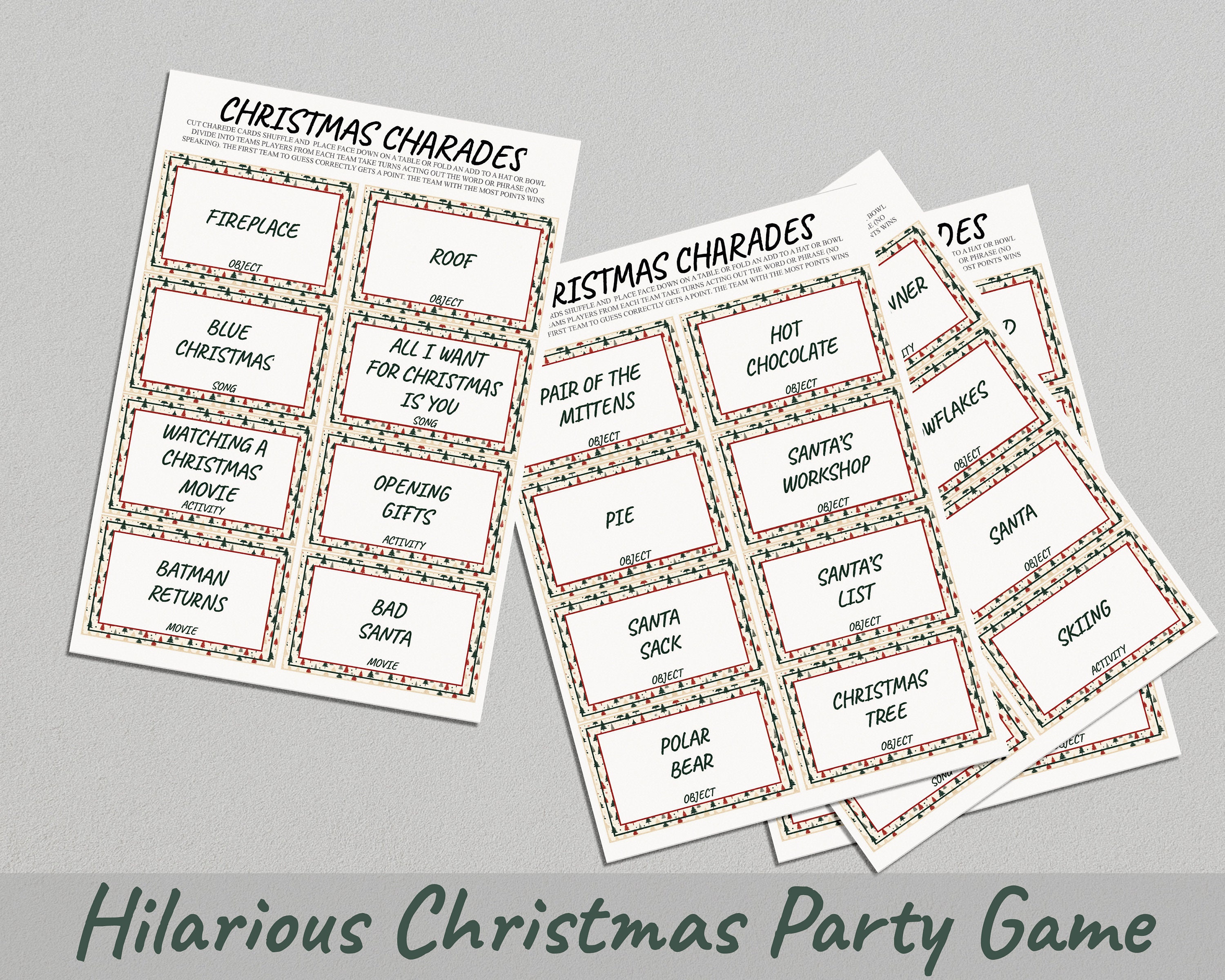 Christmas Party Games Christmas Charades Christmas - Etsy