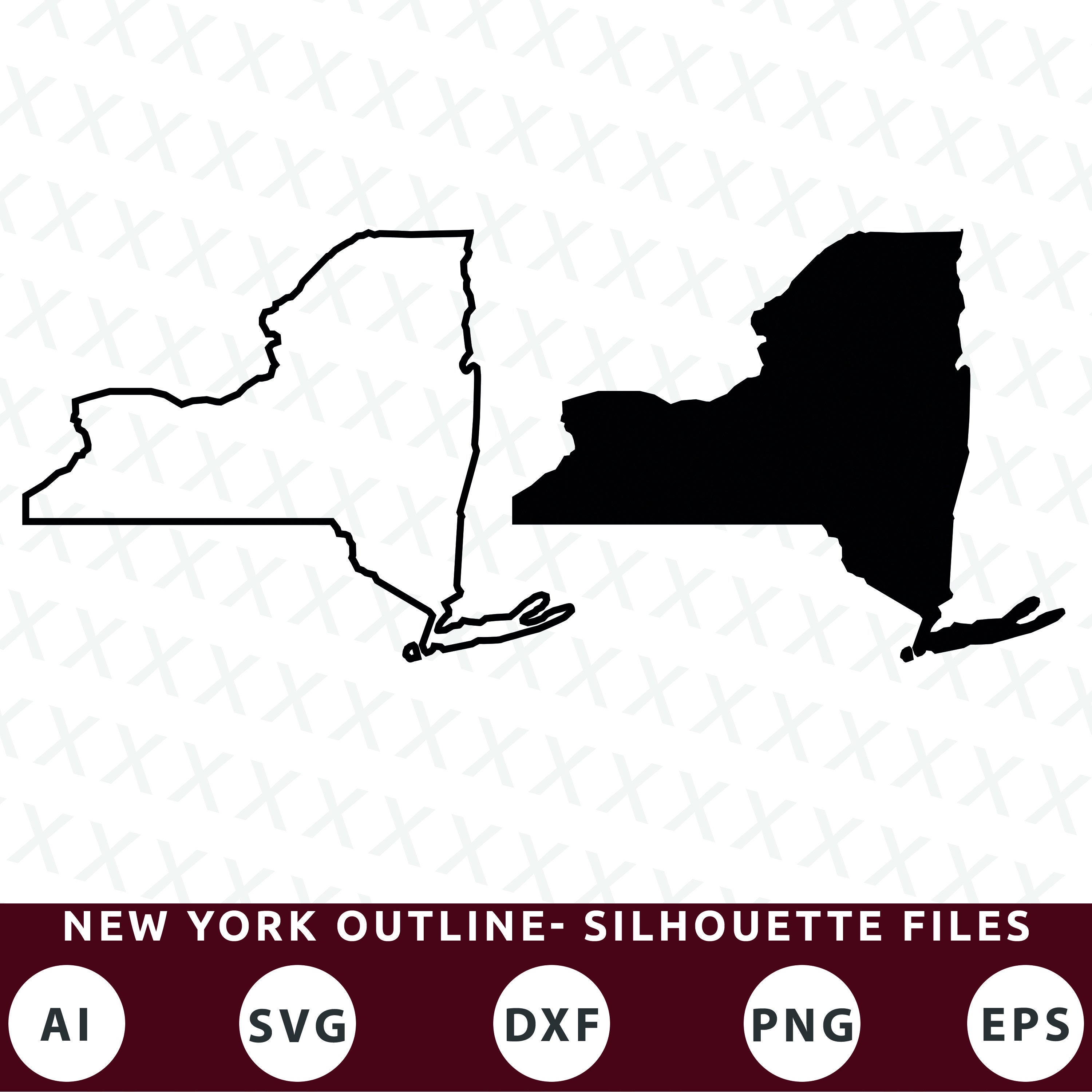 New York Outline SVG Files New York Silhouette SVG Files New York Cut ...