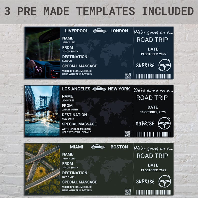 Editable Road Trip Ticket | Printable Road Trip Ticket | Road Trip ...